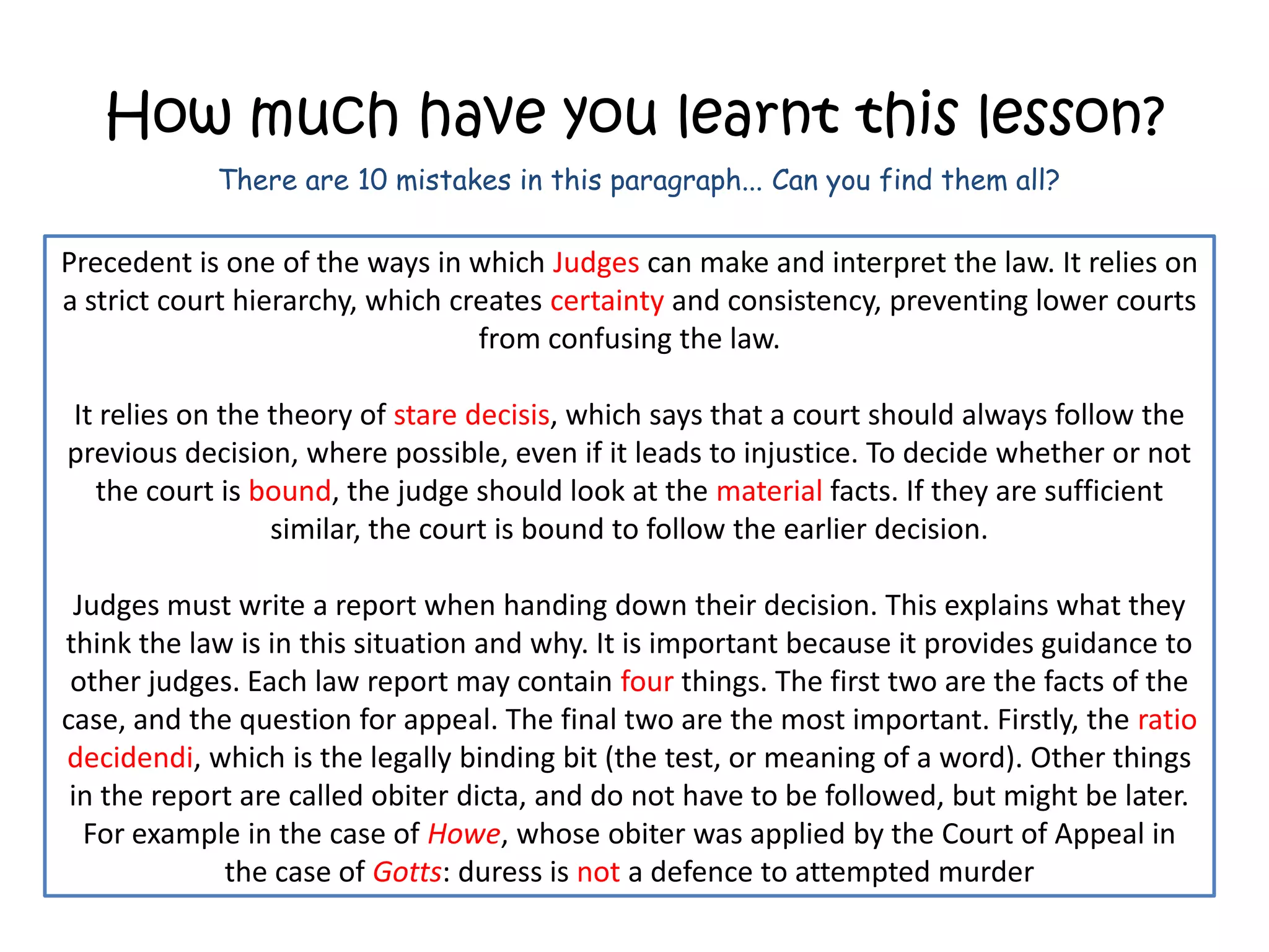 Mechanics of precedent 2012 | PPTX