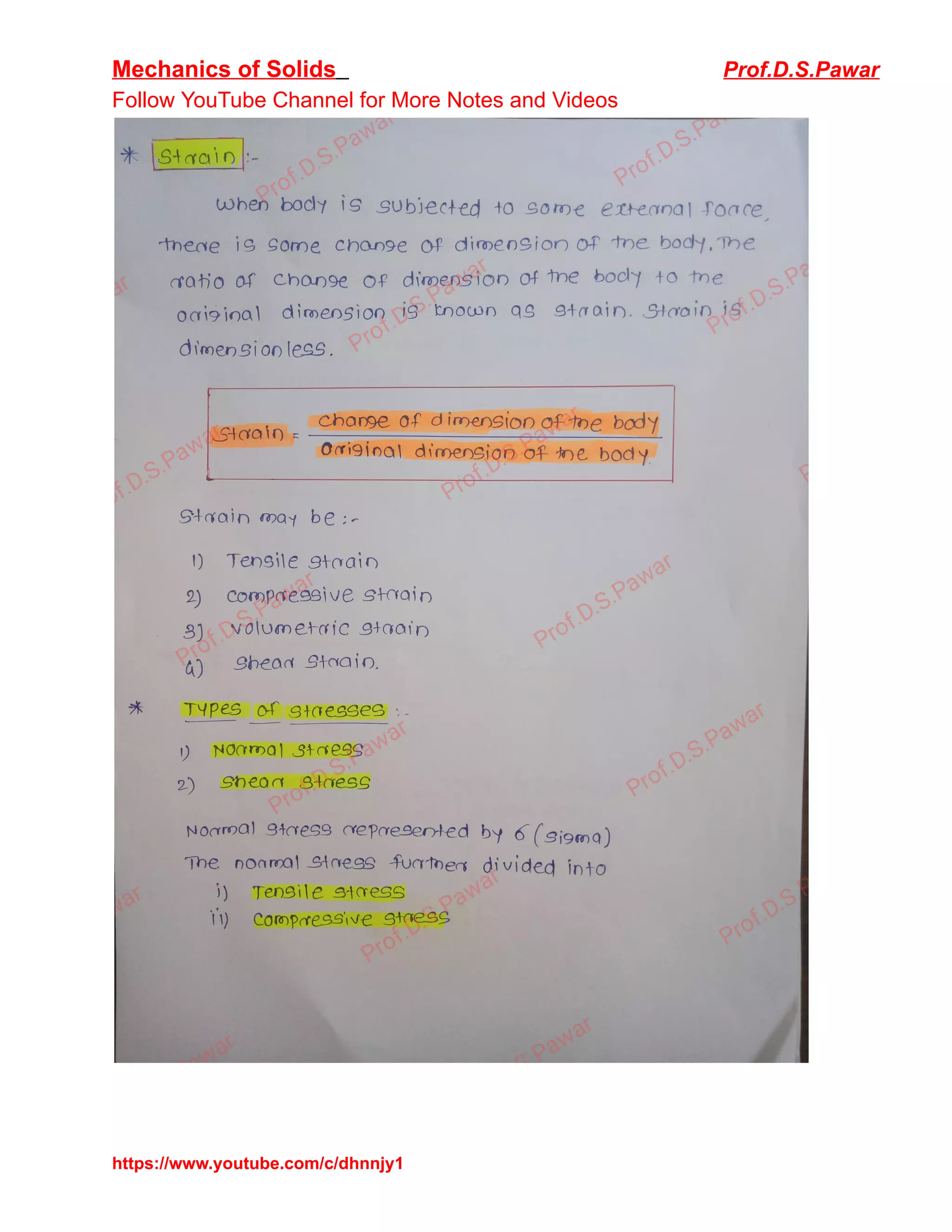 Mechanics of solids handwritten notes google docs | PDF