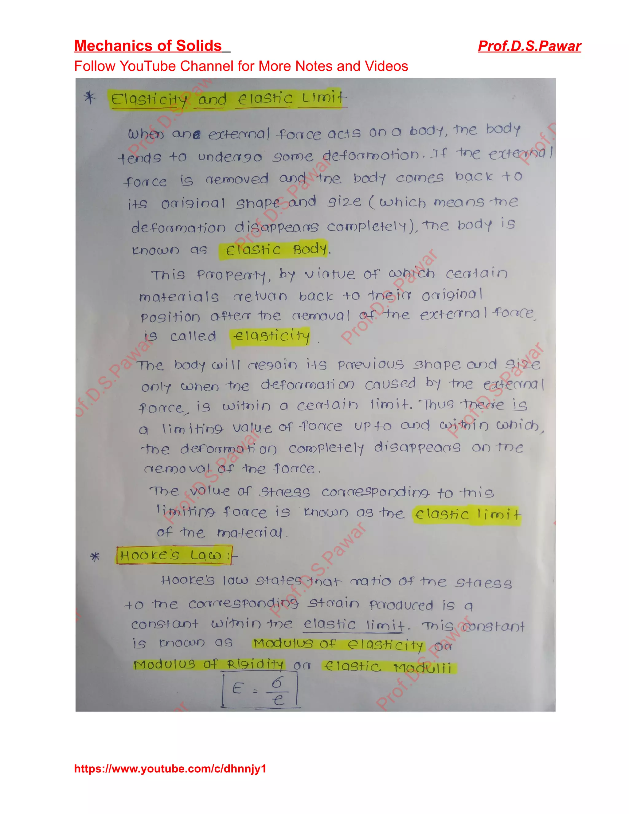 Mechanics of solids handwritten notes google docs | PDF