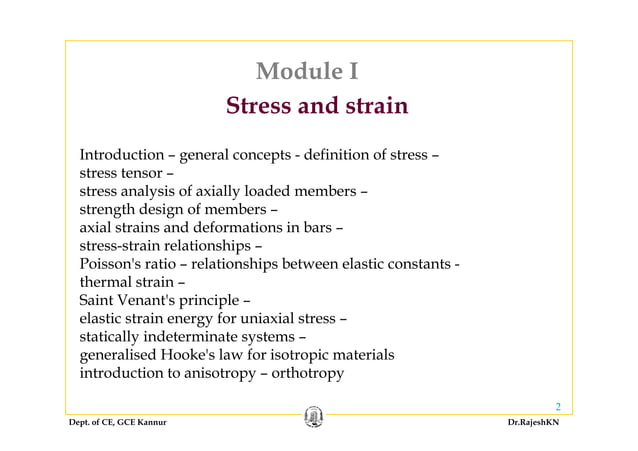 Mechanics of structures - module1 | PDF | Physics | Science