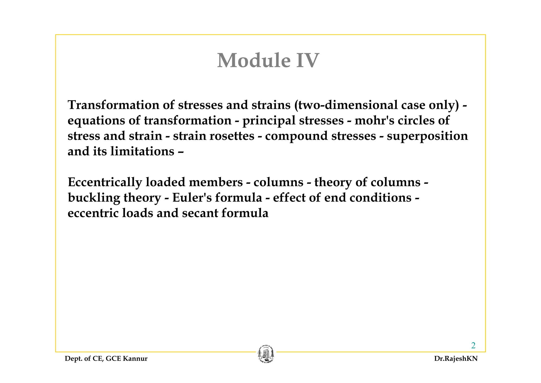 Mechanics of structures module4 | PDF | Physics | Science