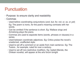 Mechanics of writing – mla (chapter 3 | PPTX