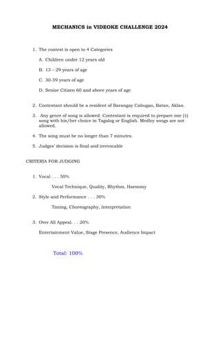 mechanics videoke challenge fiesta in barangay | DOC