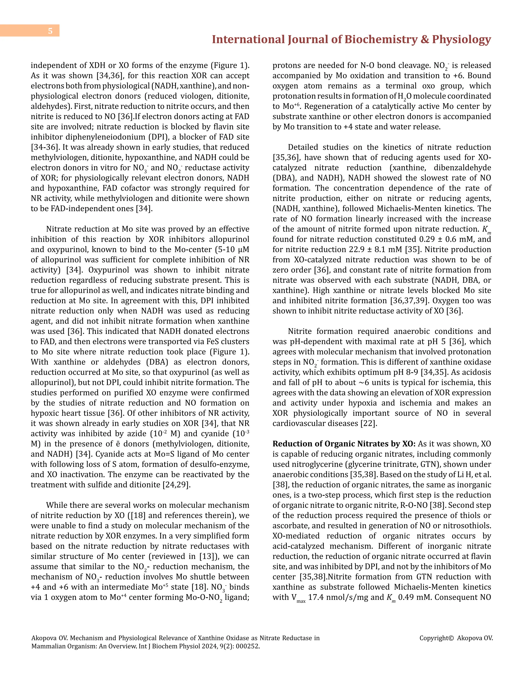 Mechanism and Physiological Relevance of Xanthine Oxidase as Nitrate ...