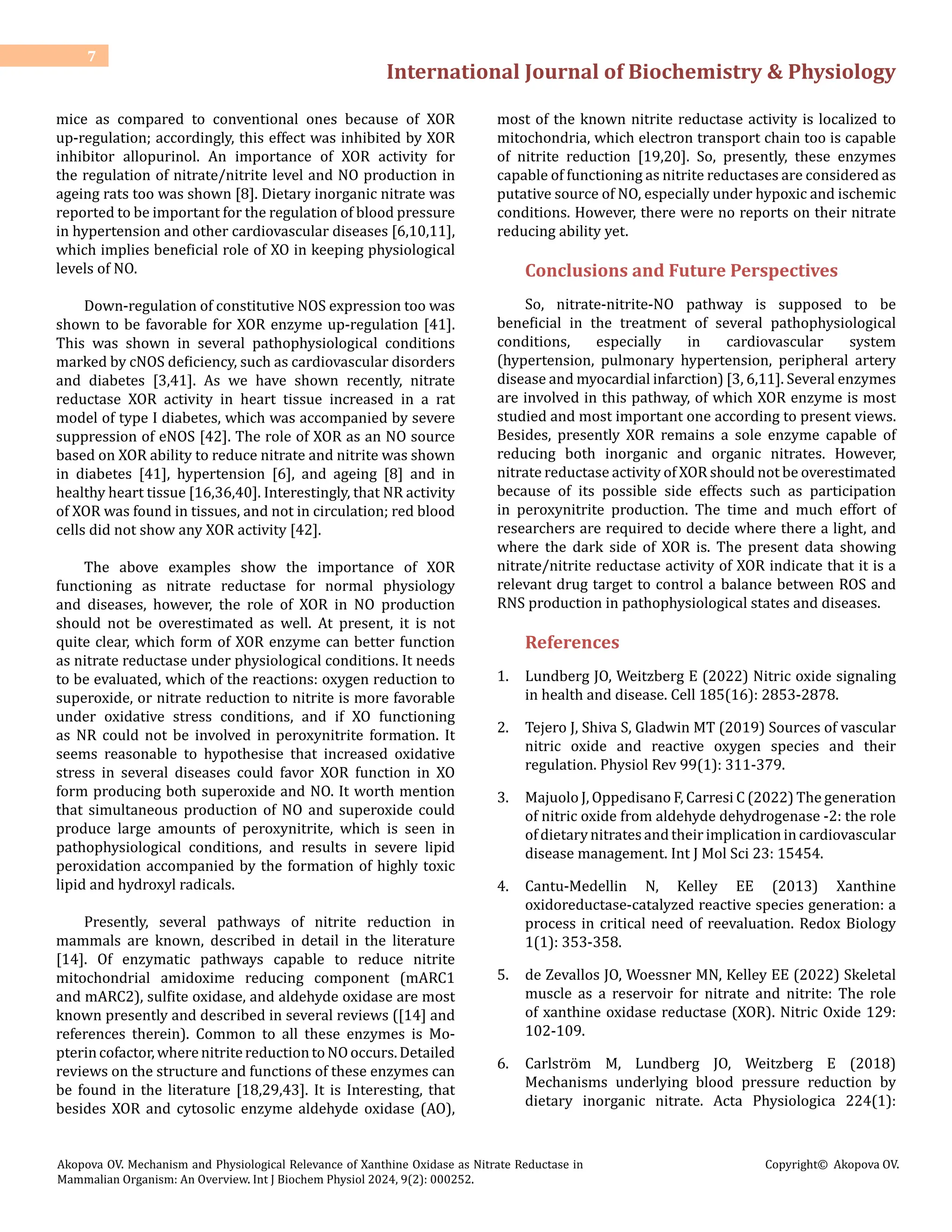Mechanism and Physiological Relevance of Xanthine Oxidase as Nitrate ...