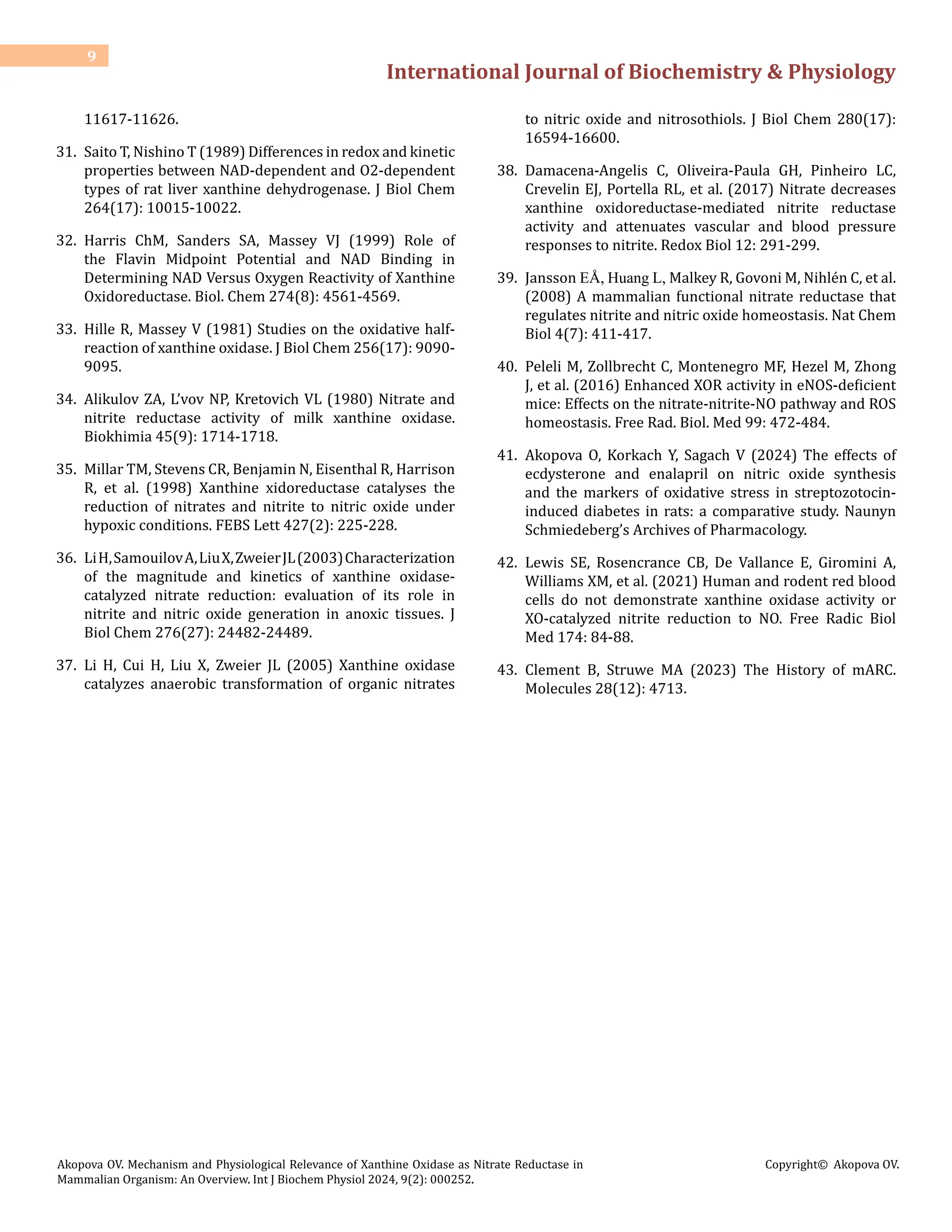 Mechanism and Physiological Relevance of Xanthine Oxidase as Nitrate ...