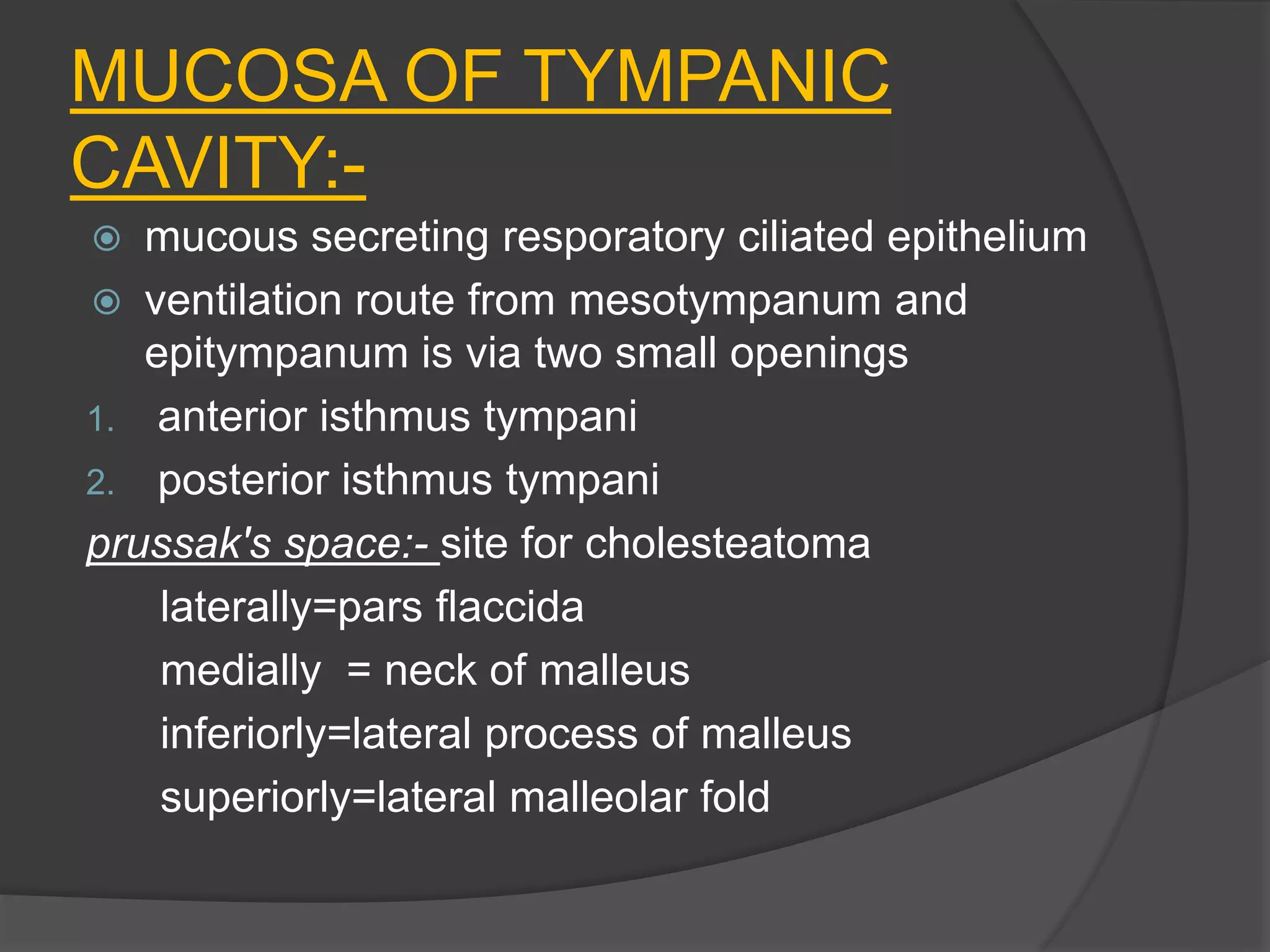 anatomy and physiology of middle ear spaces | PPTX