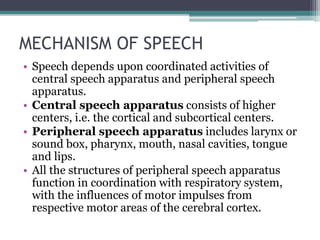 Mechanism and control of speech | PPTX