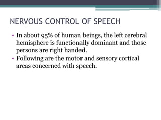 Mechanism and control of speech | PPTX