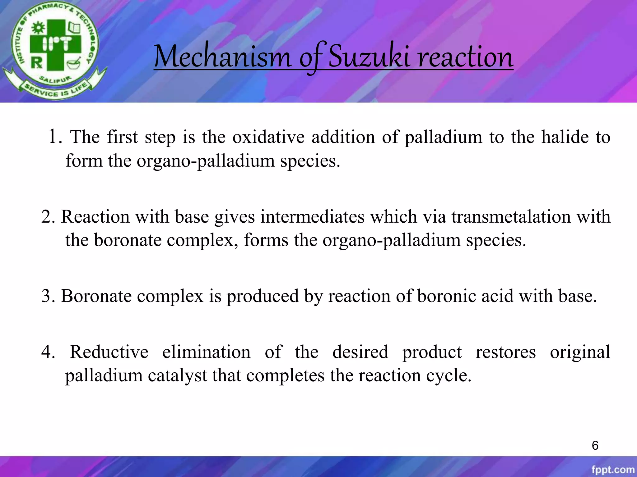 Mechanism and synthetic application of suzuki reaction | PPTX