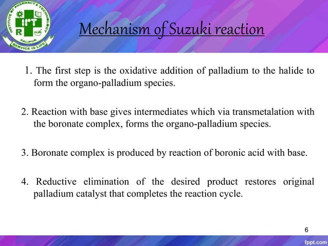 Mechanism and synthetic application of suzuki reaction | PPTX ...