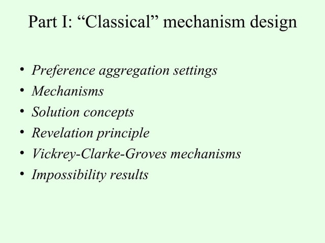 Mechanism design for Multi-Agent Systems | PPT
