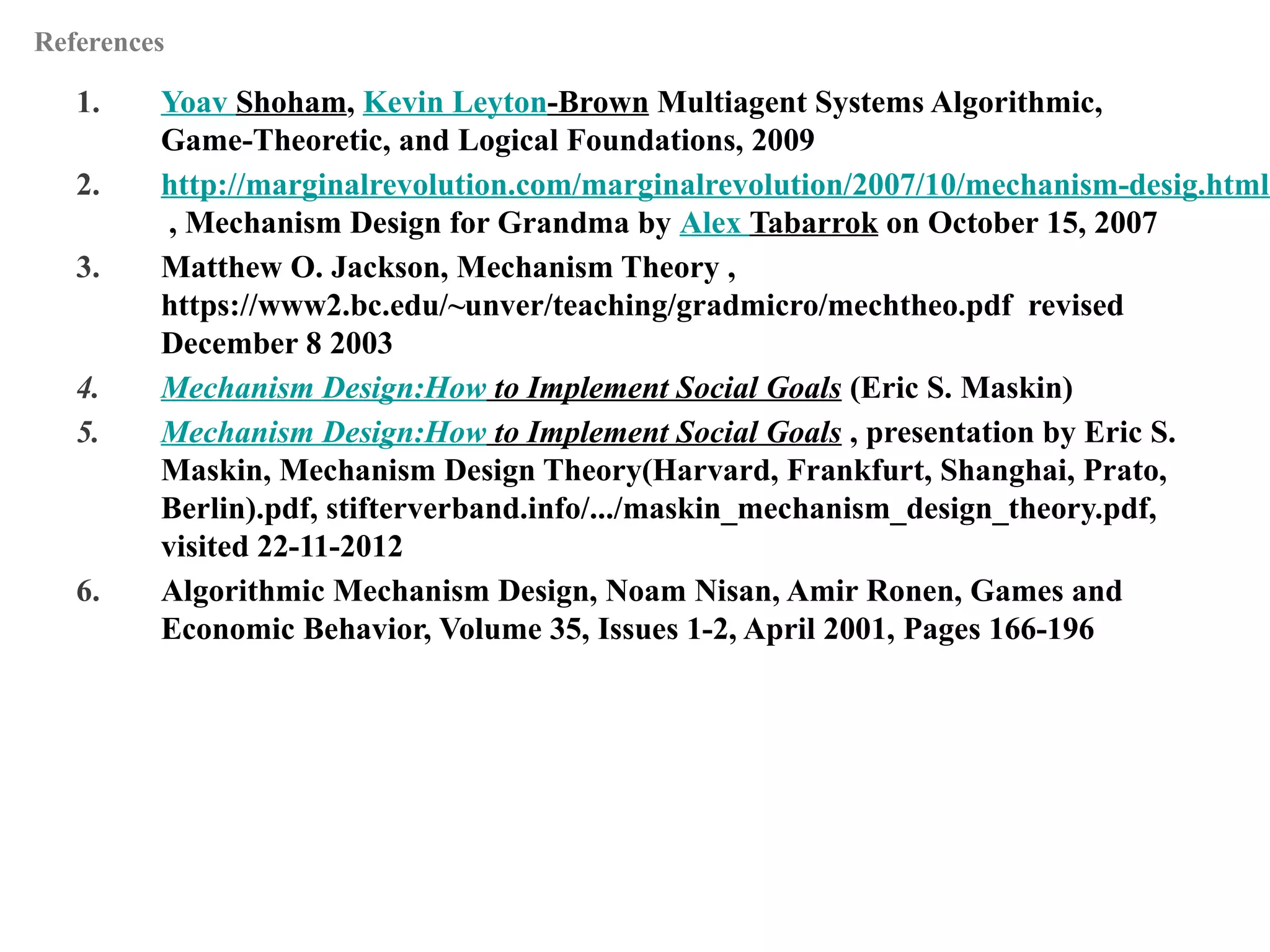 Mechanism design theory examples and complexity | PPT