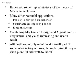 Mechanism design theory examples and complexity | PPT