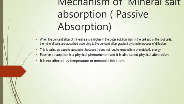 Mechanism for passive absorption of salts in plants | PPTX | Chemistry ...
