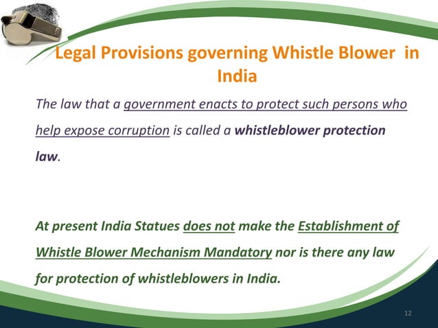 Mechanism for whistle blowing | PPT