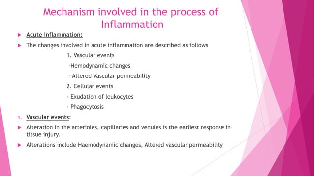 Mechanism involved in the process of inflammation lecture 5 | PPTX ...