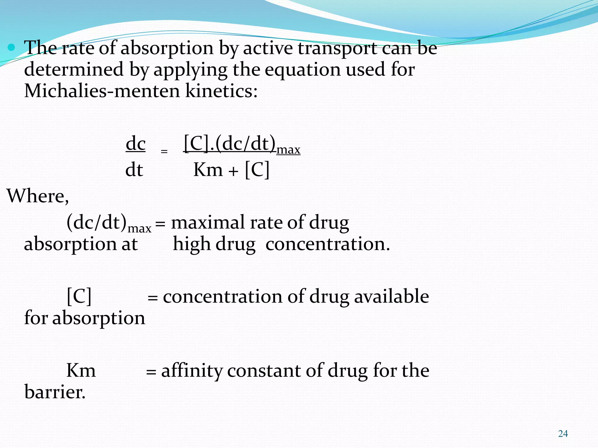 Mechanisms of absorption of drugs | PPTX