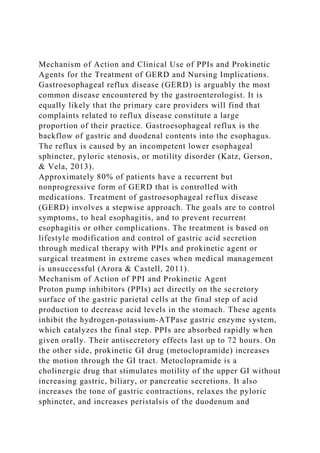 Mechanism of Action and Clinical Use of PPIs and Prokinetic Agents.docx