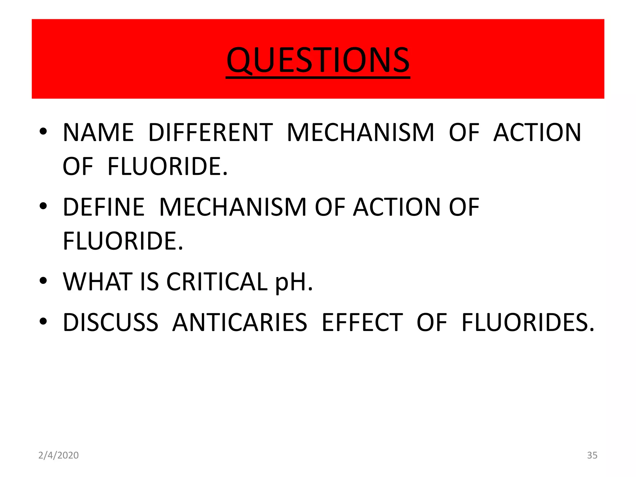 Mechanism of action of fluorides | PPTX