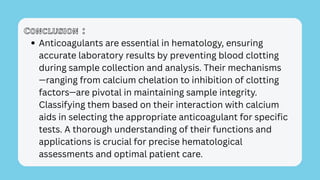 Anticoagulant and it's use in hematology | PDF