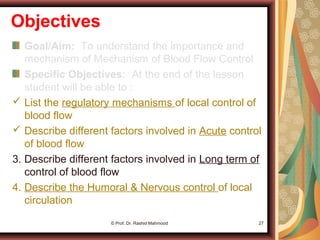 Mechanism of blood flow control. 2017 | PPT