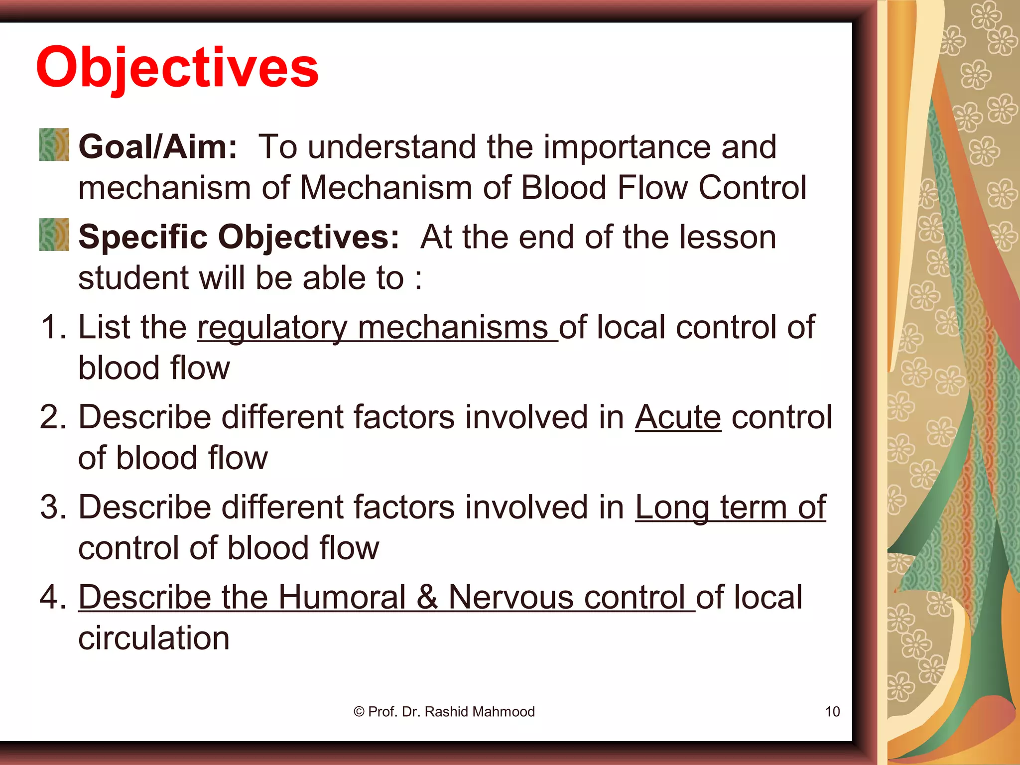 Mechanism of blood flow control-I | PPT