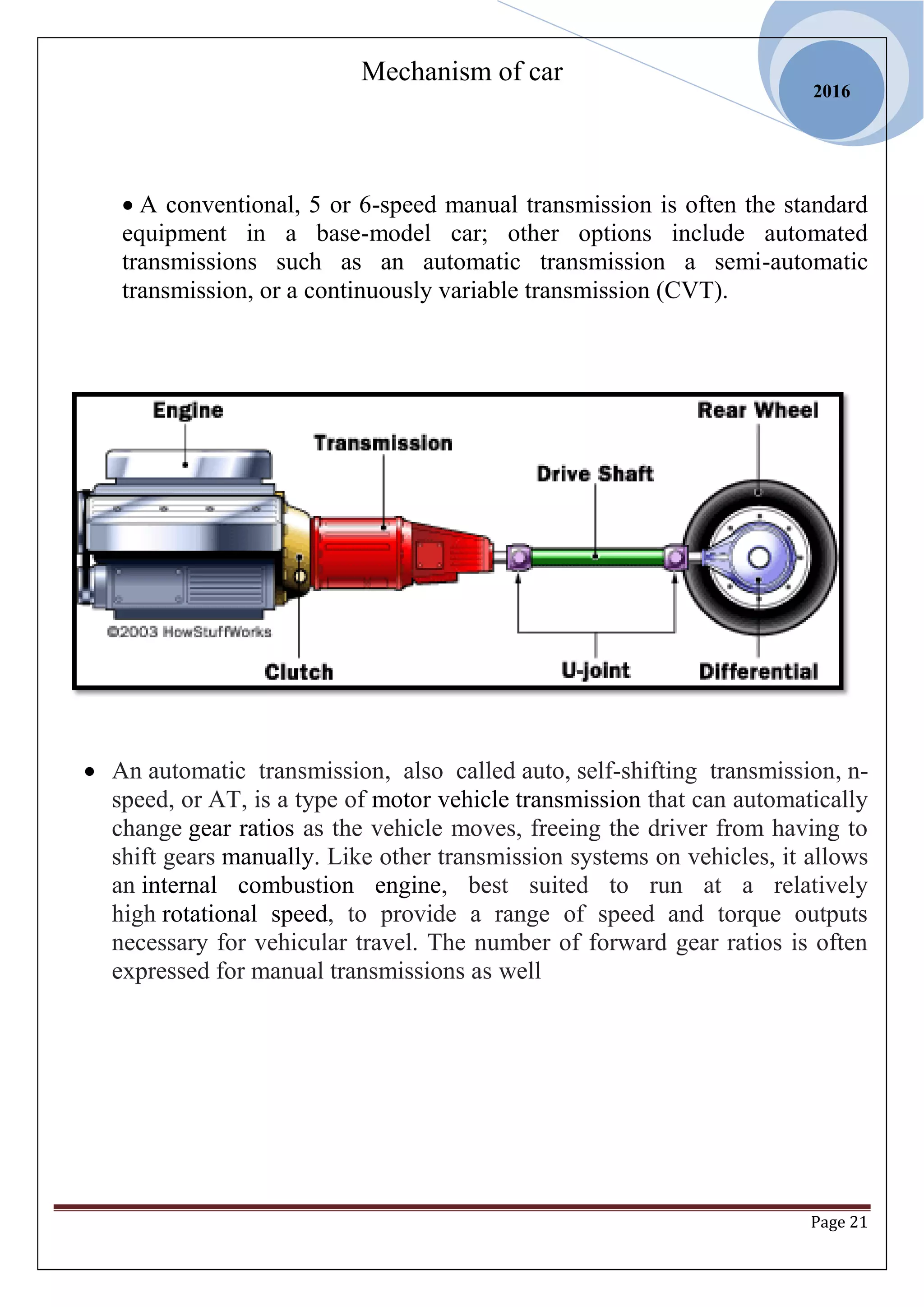 Mechanism of car | PDF