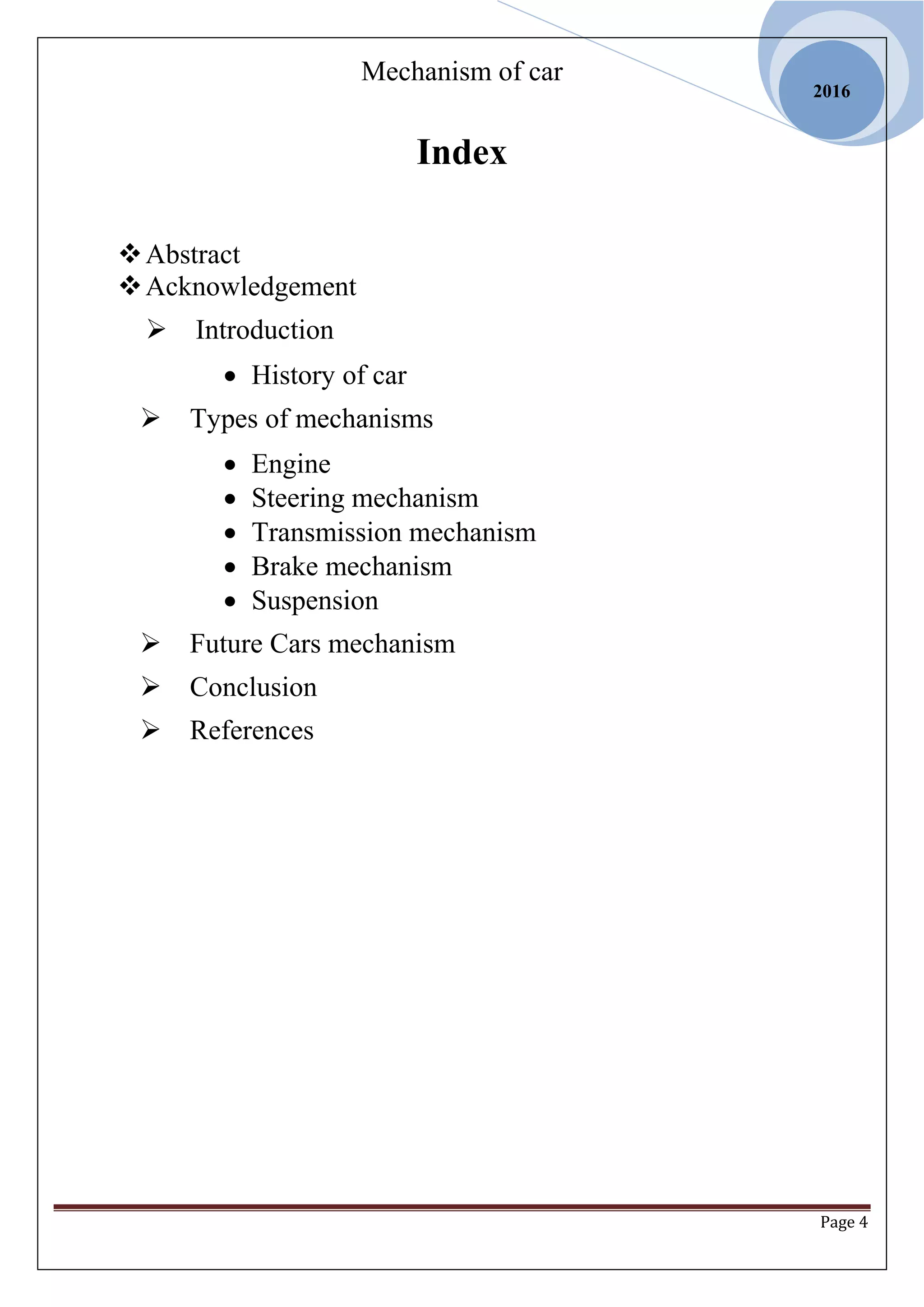 Mechanism of car | PDF