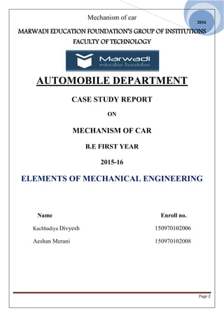 Mechanism of car | PDF