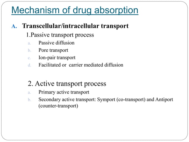 Mechanism of drug absorption in git | PPTX | Digestive Disorders ...
