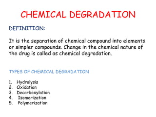 Mechanism of drug degradation and protection | PPTX