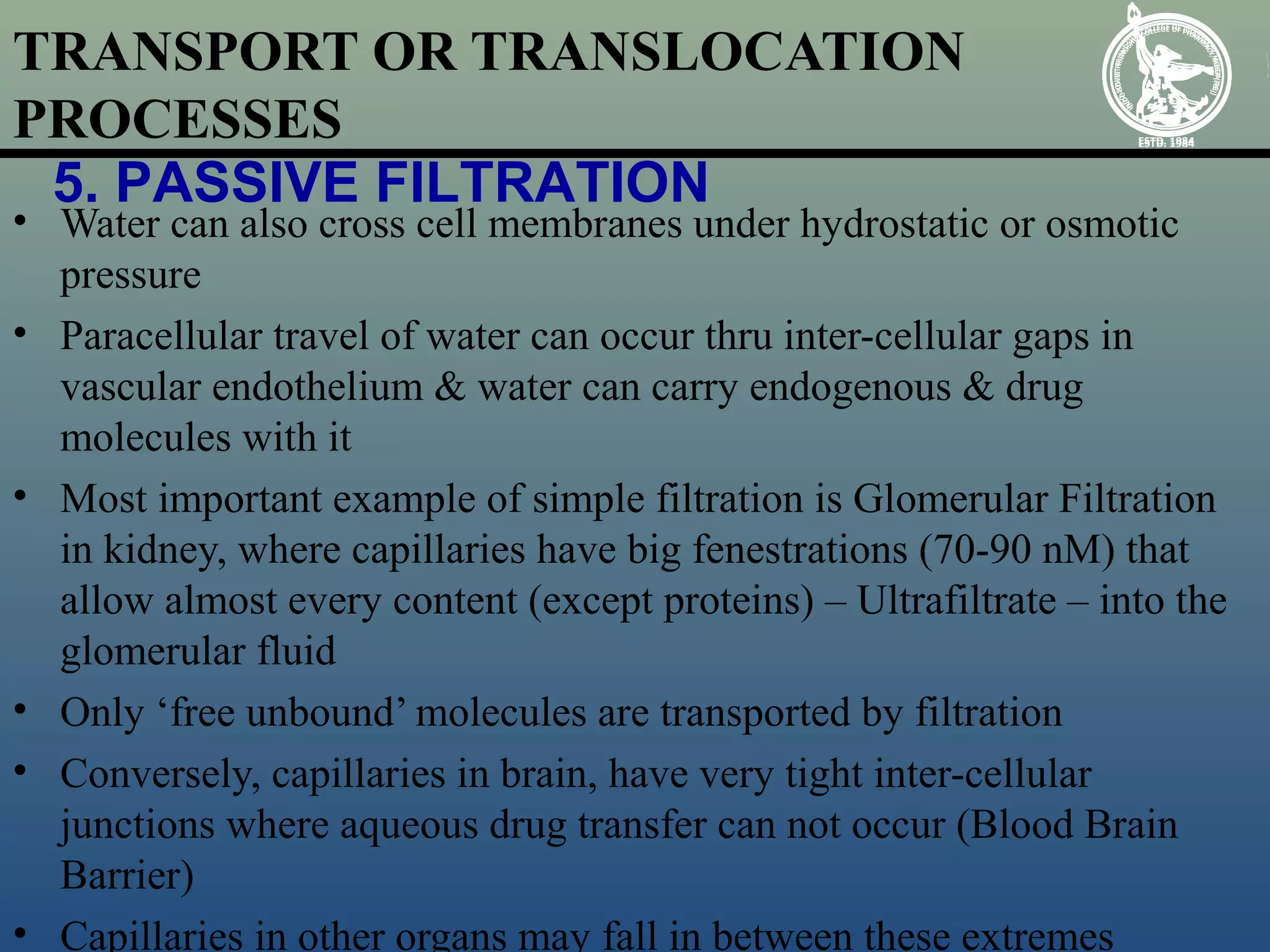 Mechanism of Transport of Drug Molecules | PPT