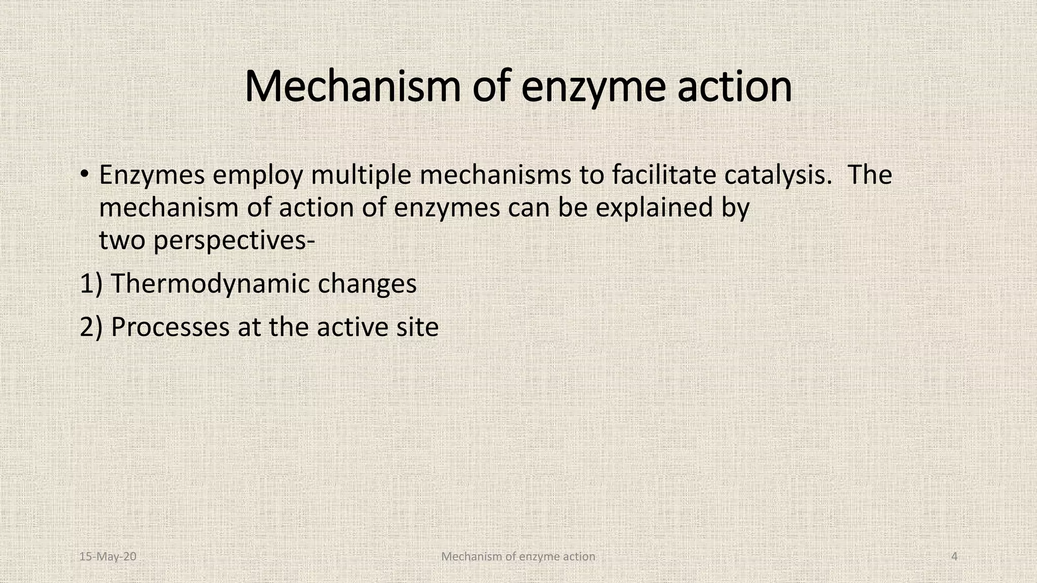 Mechanism of enzyme action | PDF