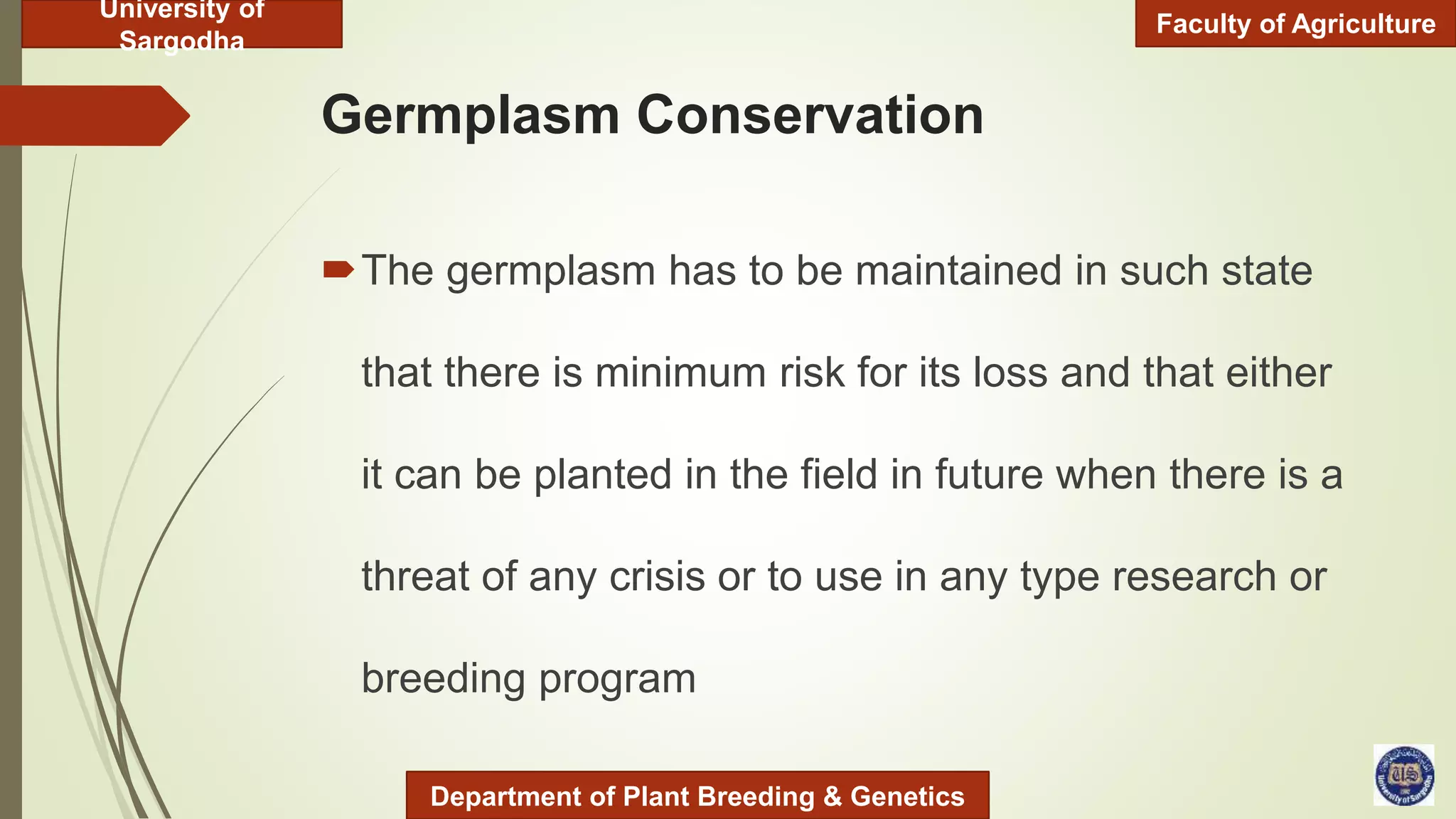 Mechanism of gene banking or Plant Genetic Resources | PPTX