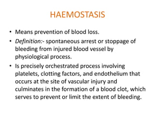 Mechanism of haemostasis , fibrinolysis and method to control ...