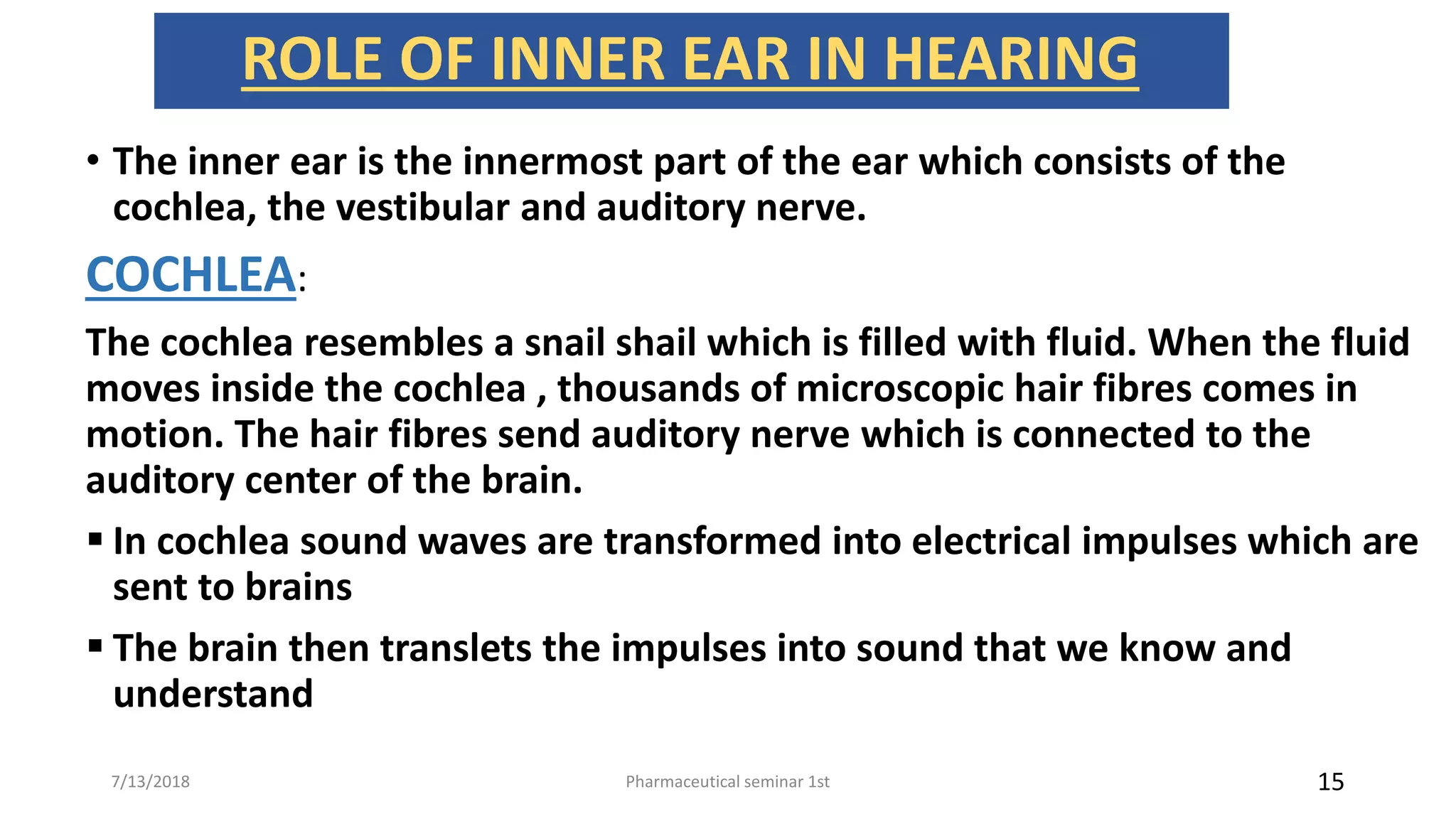 Mechanism of Hearing (presentation) | PPTX