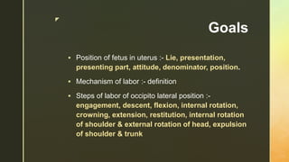 Postition of fetus and Mechanism of labor | PPTX