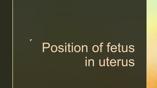 Postition of fetus and Mechanism of labor | PPTX