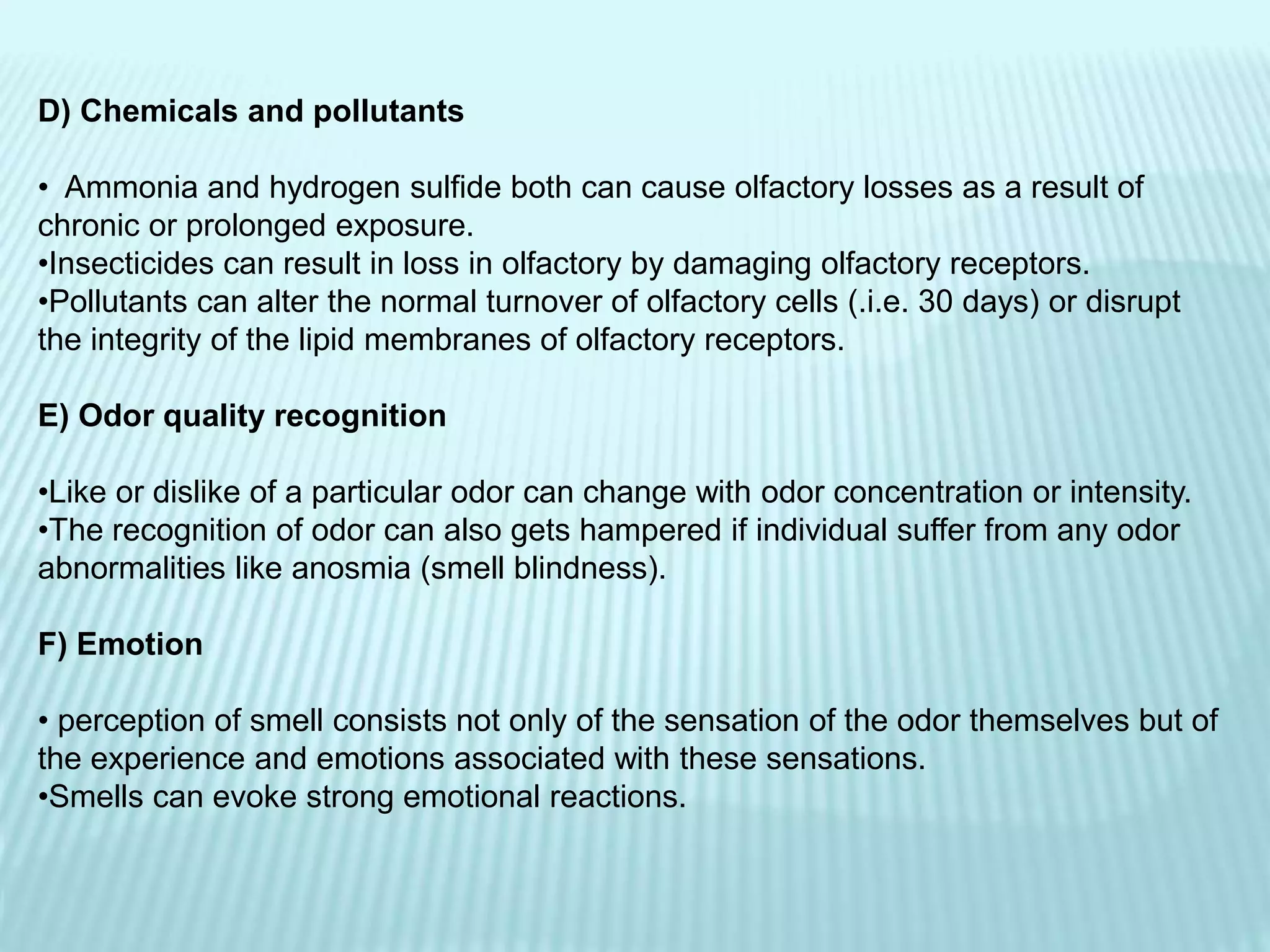Mechanism of odour perception | PPTX