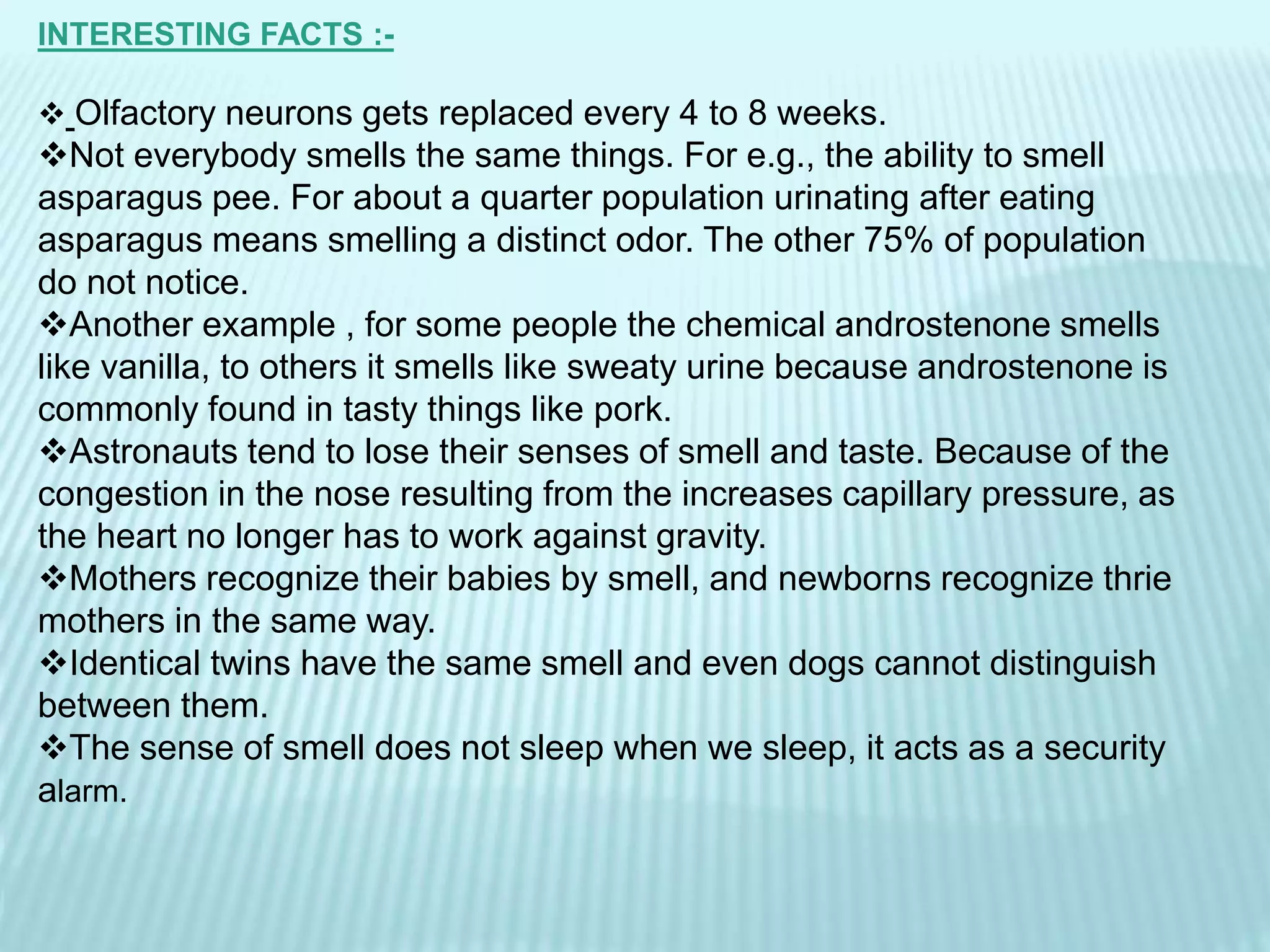 Mechanism of odour perception | PPTX