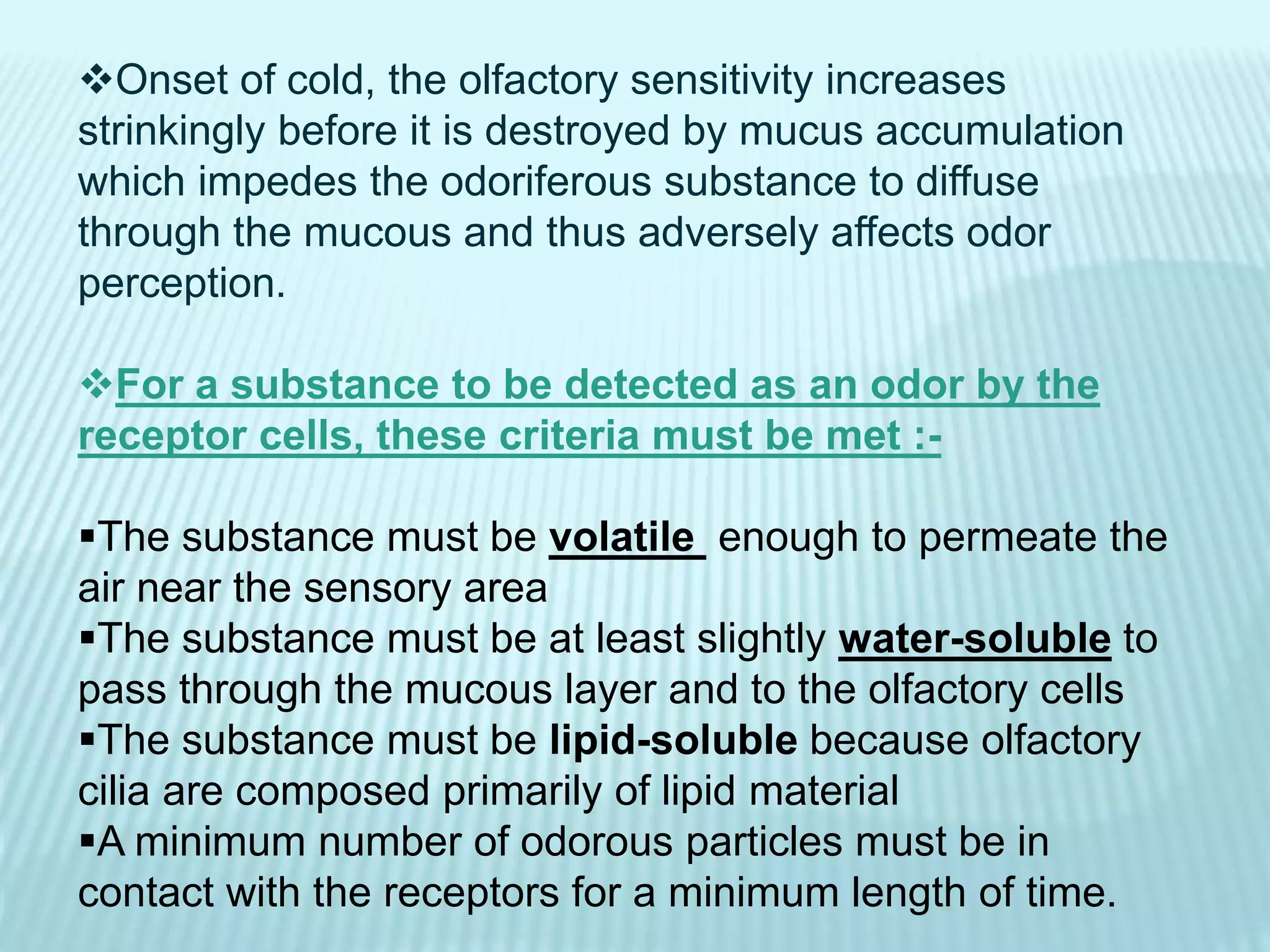 Mechanism of odour perception | PPTX