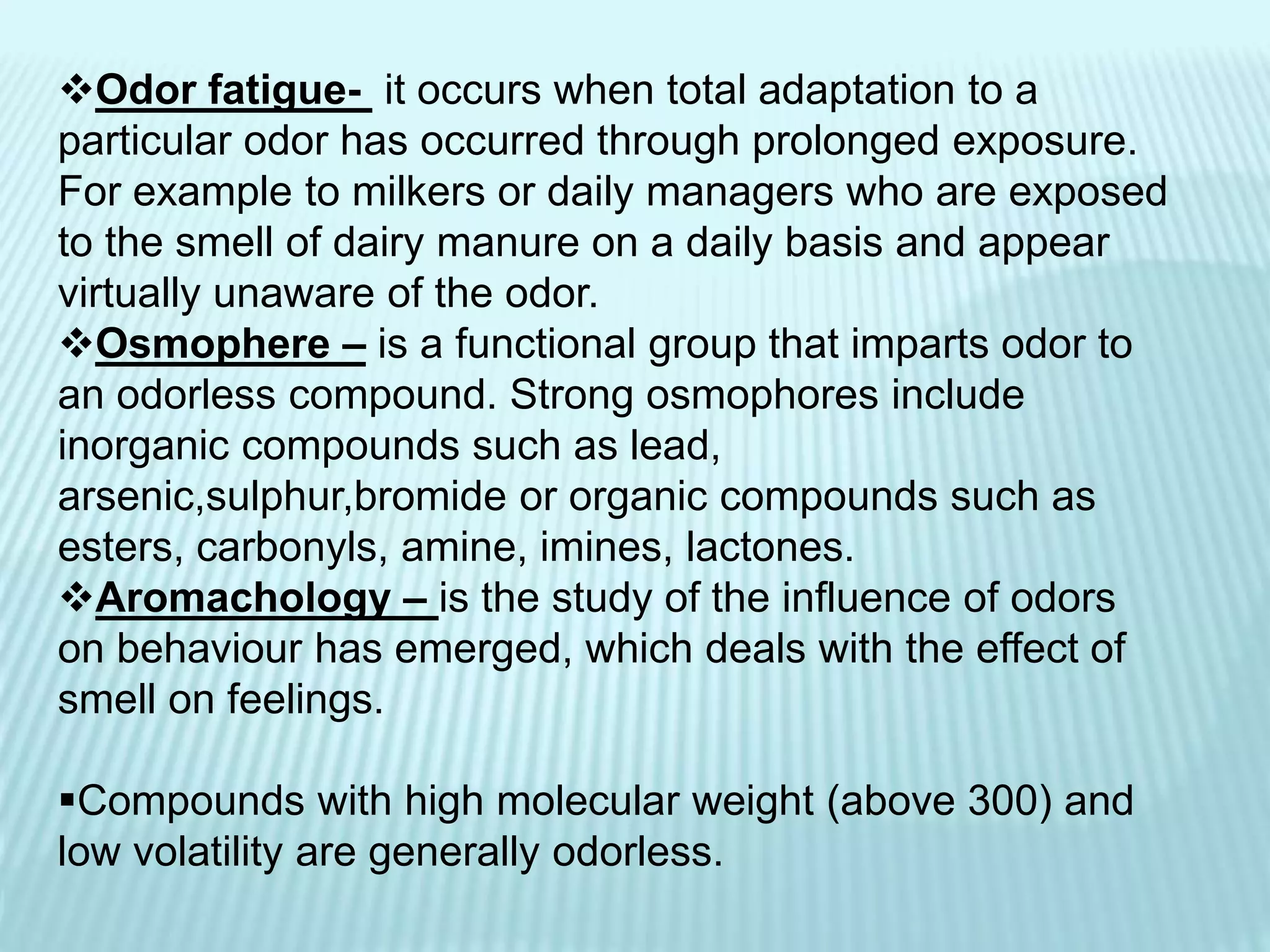 Mechanism of odour perception | PPTX