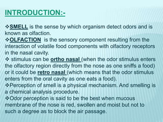 Mechanism of odour perception | PPTX