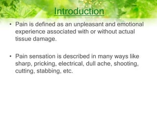 Mechanism of pain | Analgesic system | Pain Physiology | PPTX