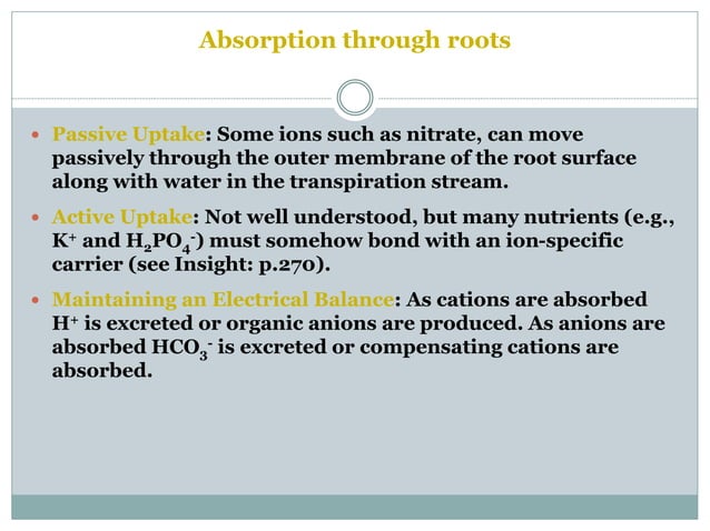 Mechanism of plant nutrient absorption by plant root and plant tissue ...