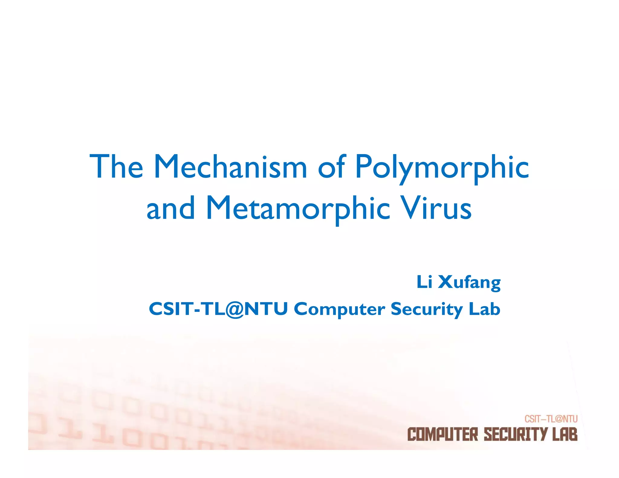Mechanism Of Polymorphic And Metamorphic Virus | PDF