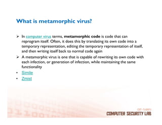 Mechanism Of Polymorphic And Metamorphic Virus | PDF