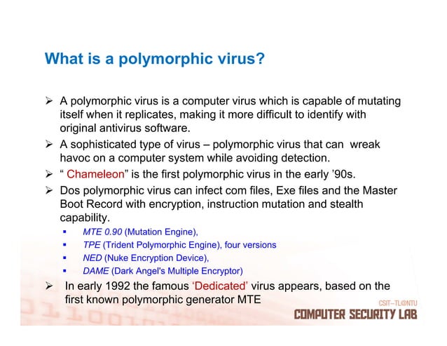 Mechanism Of Polymorphic And Metamorphic Virus | PPT