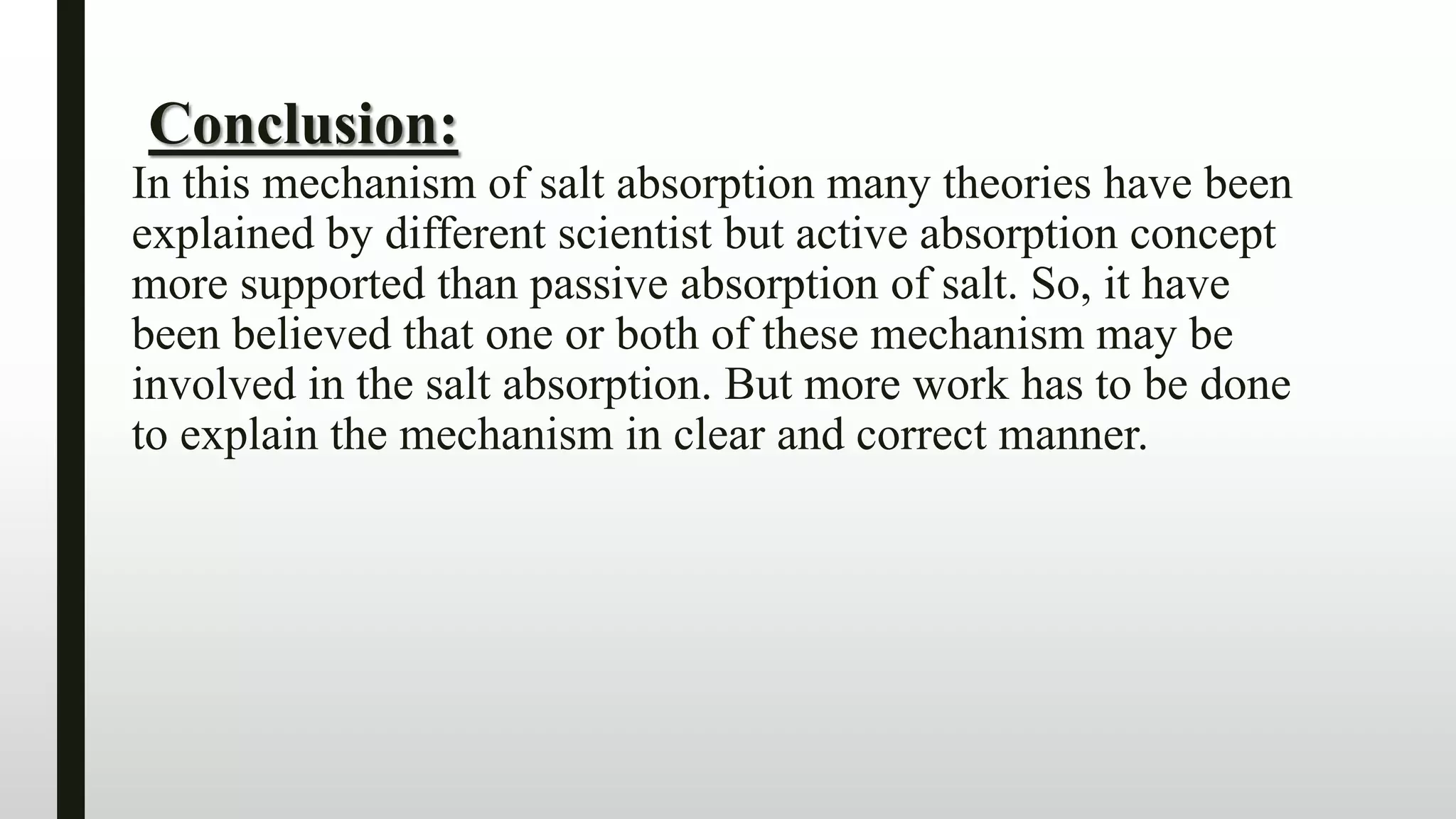 Mechanism of salt absorption and active absorption | PPTX